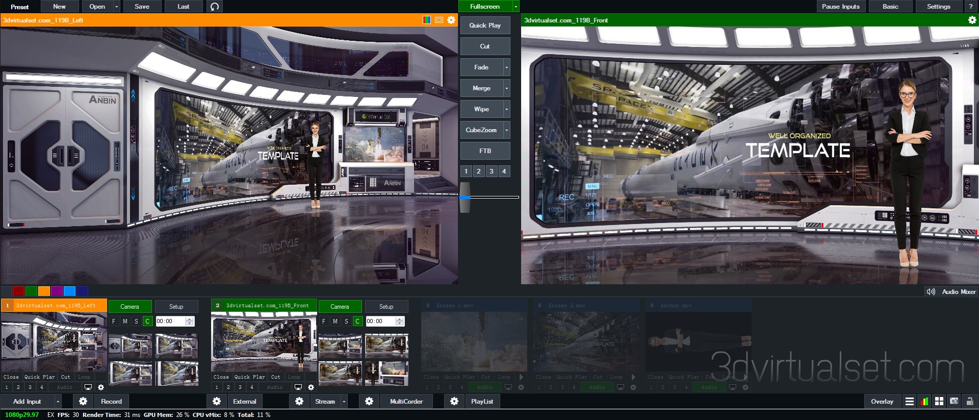 Virtual Set 119B For vMix | vMix Virtual studio Set Template