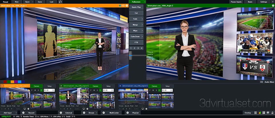 Virtual Studio 109A for vMix | vMix Virtual Set Template