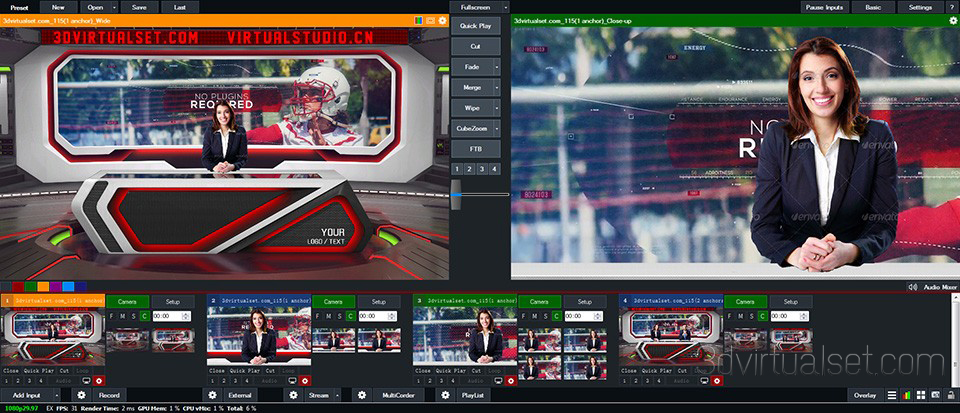 Virtual Studio 115 for vMix | vMix Virtual Set Template